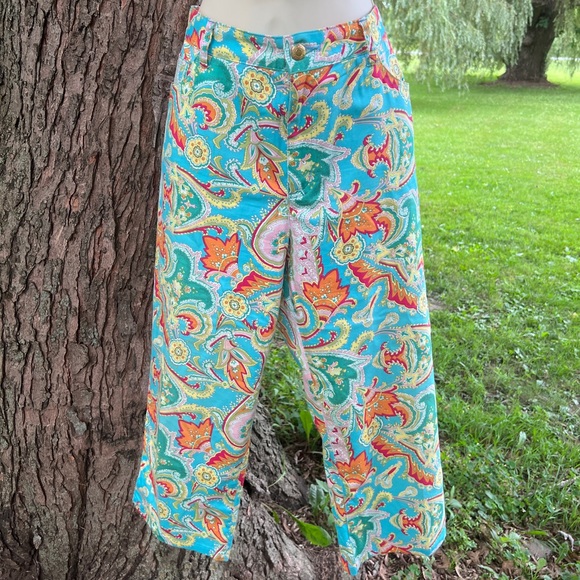 Lauren Ralph Lauren | Pants & Jumpsuits | Lauren Ralph Lauren Turquoise Paisley Capri Pants 2 ...